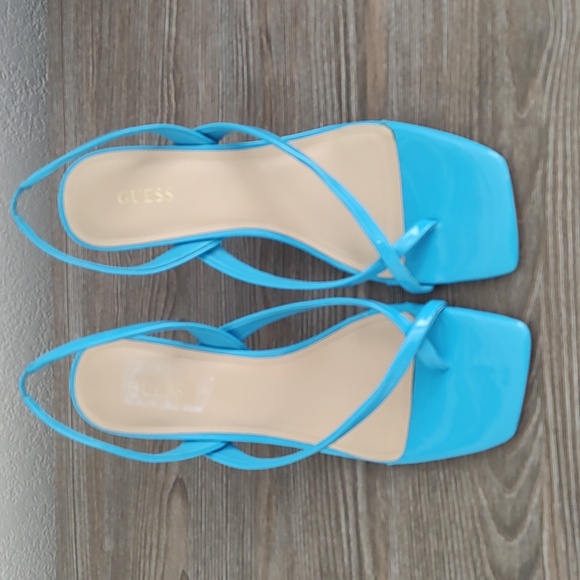 Guess | Shoes | New Guess Patent Turquoise Blue Square Toe High Heel ...